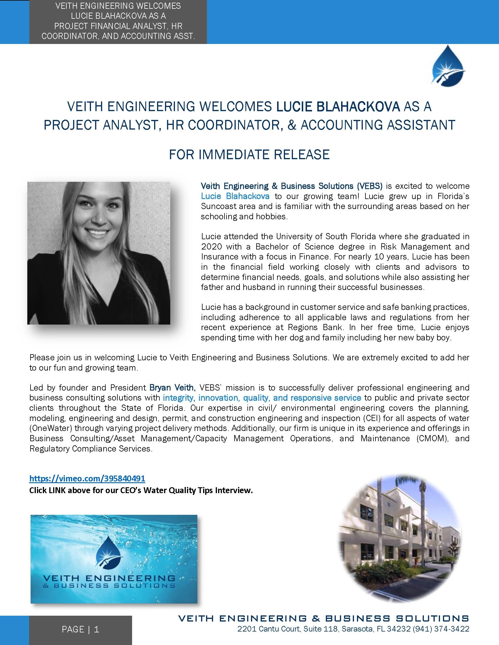 Welcome Lucie Blahackova to the Growing and Fun VEBS Team!